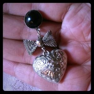 Jewelry | Vintage Bow Heart Dangle Lapel Pin | Poshmark